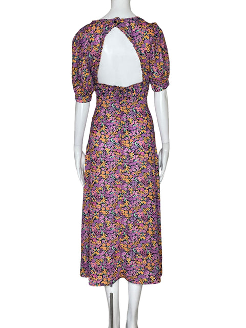 Vestido Tesoro Tps Flores Mangas Puff Negro-Talla S – The Preloved Shop